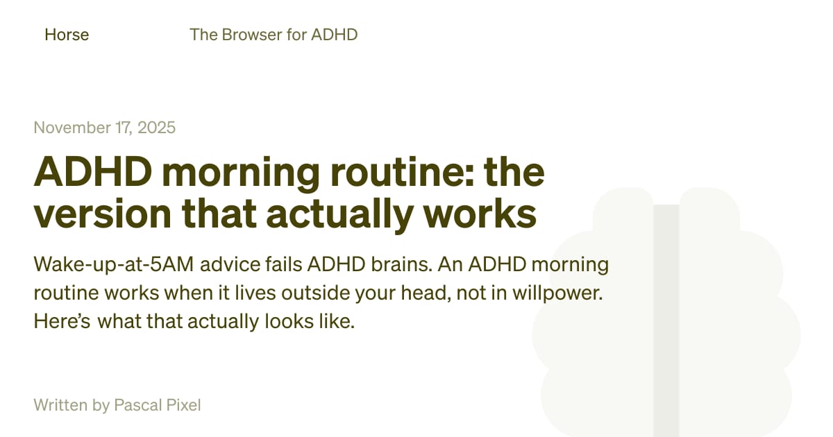 ADHD Morning Routine: Starting the Day When Your Brain Won't - Horse ...